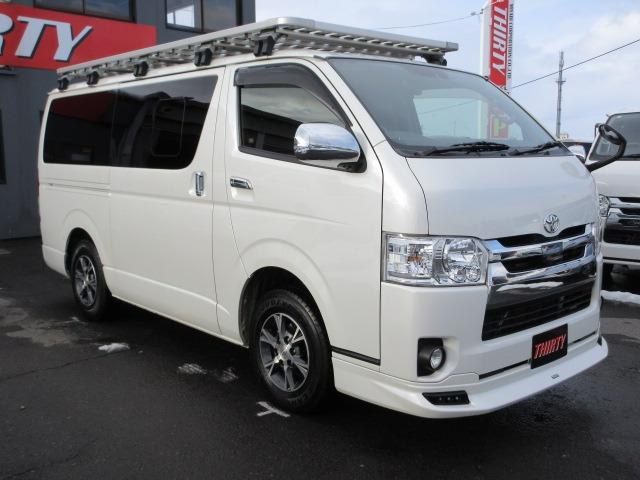 ハイエースバン（トヨタ）ロングスーパーGL 4WD 5型モデル モデリスタエアロ アイバワークス製ルーフキャリア リアラダー 純正15AW 純正ナビ Bカメラ ETC ドラレコ LED ...