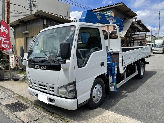 いすゞ エルフトラック 2t標準ロング平ボディ タダノ4段クレーン2．63t吊 フックイン TM－ZR264 スムーサーE5速の中古車｜グーネット中古車