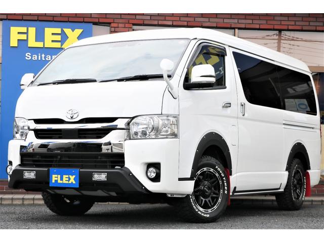 トヨタ ハイエースバン スーパーGL ダークプライムII ワイドバン4WDカスタムワンオーナーDelf0416インチAWオープンカントリーJAOSフェンダーTRDマッドガードTRDルック ...