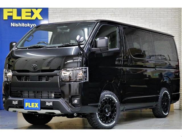 トヨタ ハイエースバン スーパーGL ダークプライムII TRDバンパーLED付エクストリームJ16インチオープンカントリー16インチタイヤオリジナルLEDテールライトアルパイン11インチSD ...