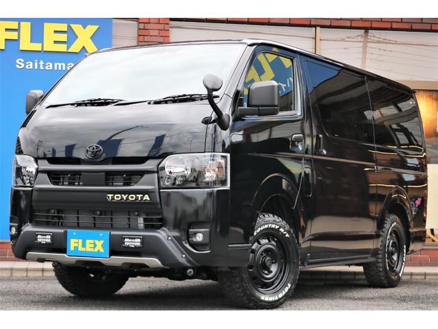 トヨタ ハイエースバン スーパーGL ダークプライムII ダークプライム2ディーゼル4WD各所マットブラックTRDバンパーガードプレステージLEDテールパウ16インチAWオープンカントリー ...