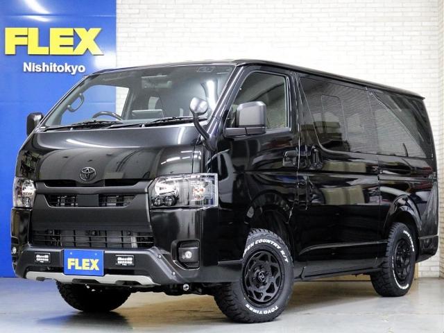 トヨタ ハイエースバン スーパーGL ダークプライムII TRDバンパーLED付オリジナル16インチアルミオープンカントリー16インチタイヤオリジナルLEDテールアルパイン11インチナビ ...